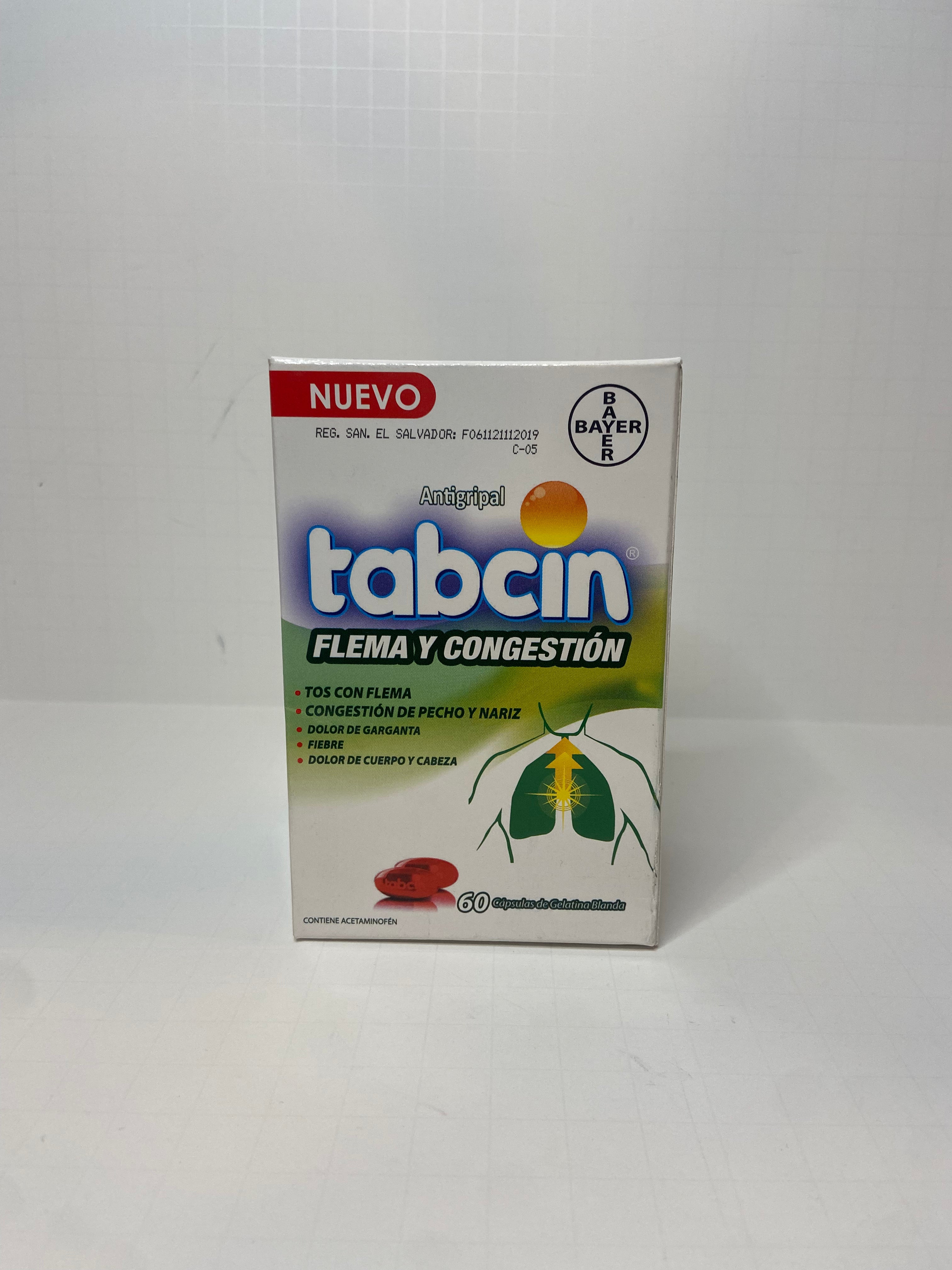 Tabcin Phlegm And Congestion 60 Gelcaps Latin Beauty Product Llc